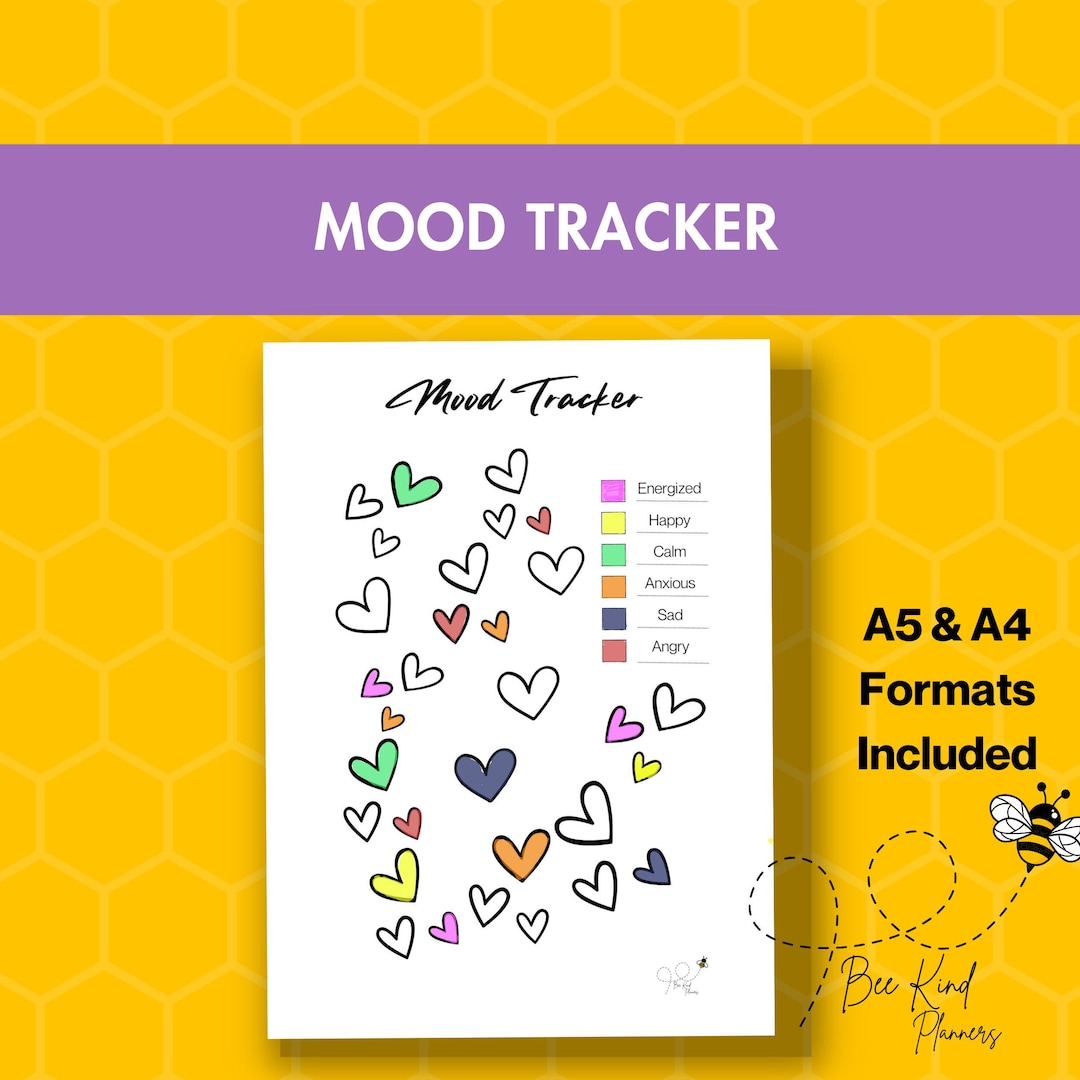 2025 Monthly Mood Tracker Printable Printable Journal Page Heart Mood ...