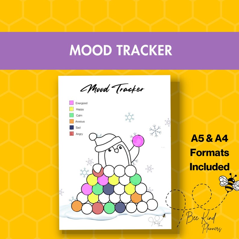 2025 Monthly Mood Tracker Printable | Printable Journal Page | Penguin ...
