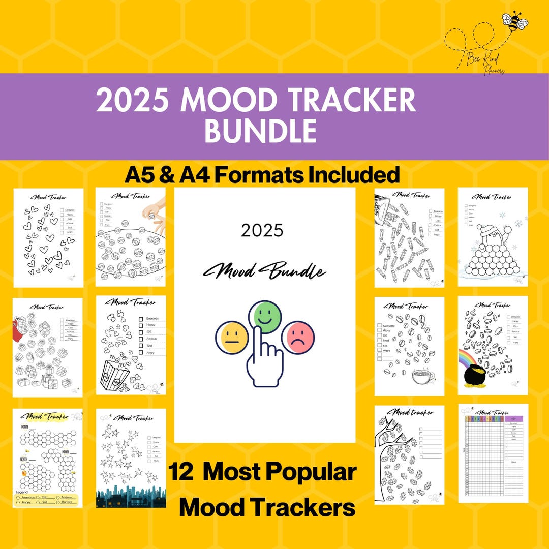 2025 Monthly Mood Tracker Bundle Printable Journal Page 12 Monthly Mood ...