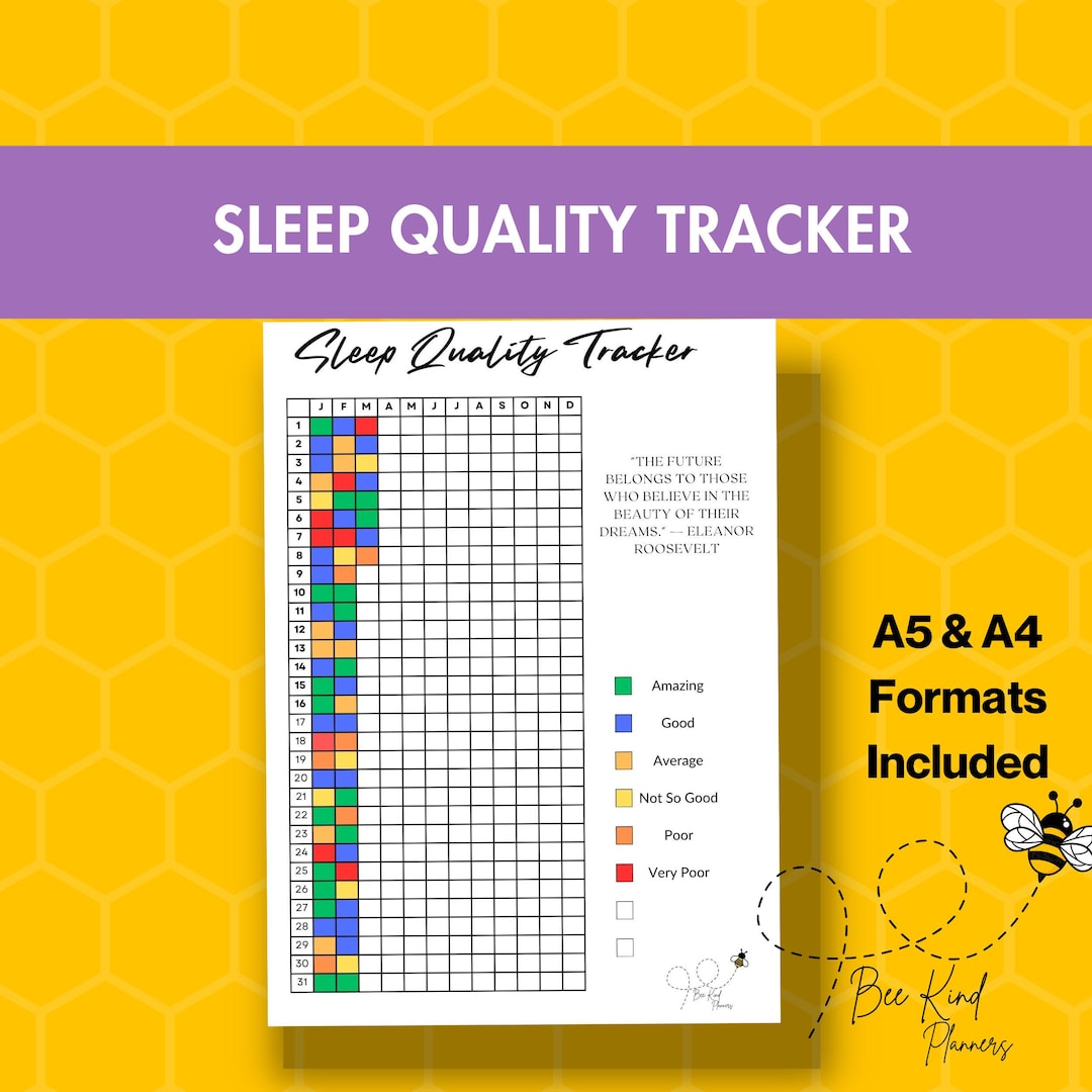 Buy Sleep Tracker Printable Printable Journal Page Bee Kind Sleep ...
