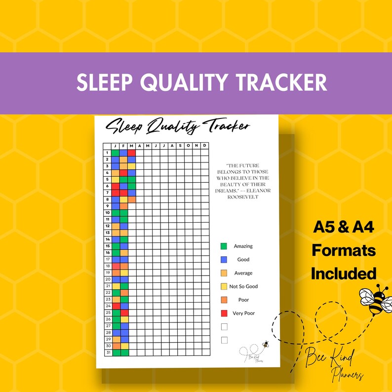 Buy Sleep Tracker Printable Printable Journal Page Bee Kind Sleep ...