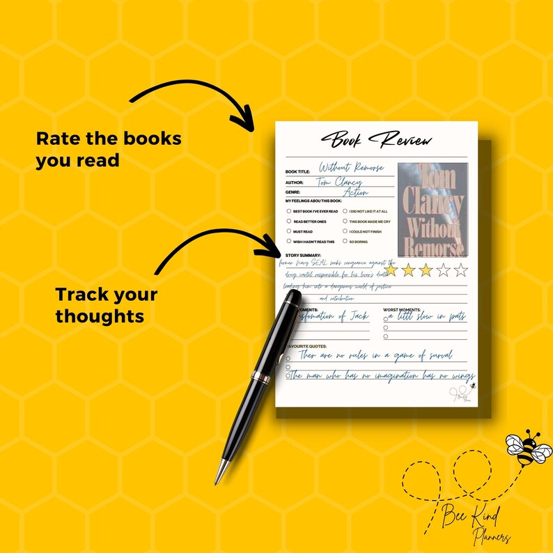 Book Review | Reading Log | PRINTABLE Journal Page | Printable Planner ...