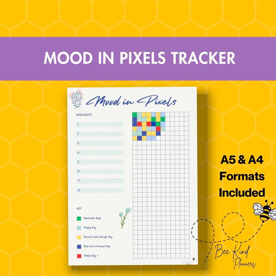 Mood Tracker Printable Journal Page Emotion Tracker Pixel Tracker ...