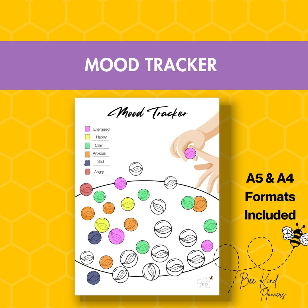 Buy 2025 Monthly Mood Tracker Printable Printable Journal Page Marbles ...