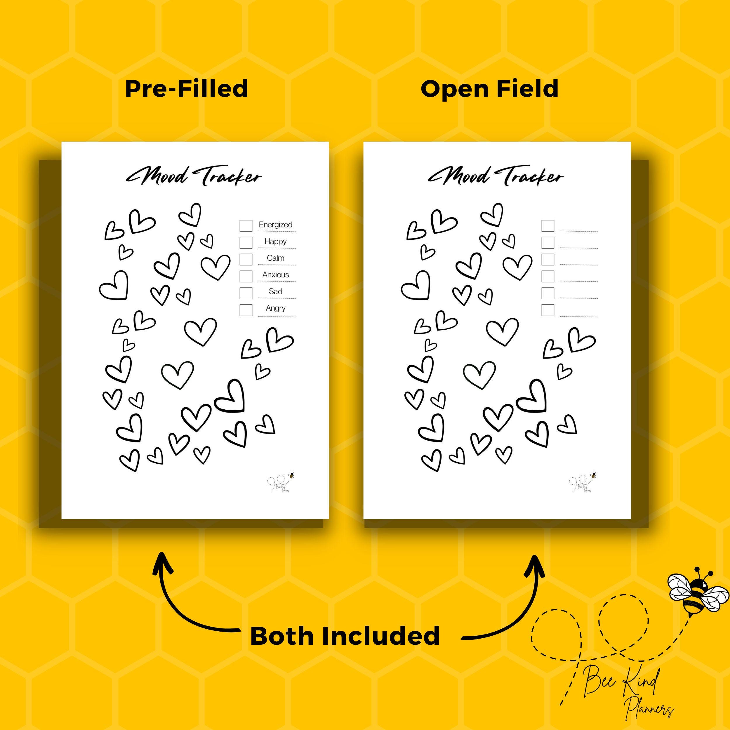 2025 Monthly Mood Tracker Printable | Printable Journal Page | Heart ...