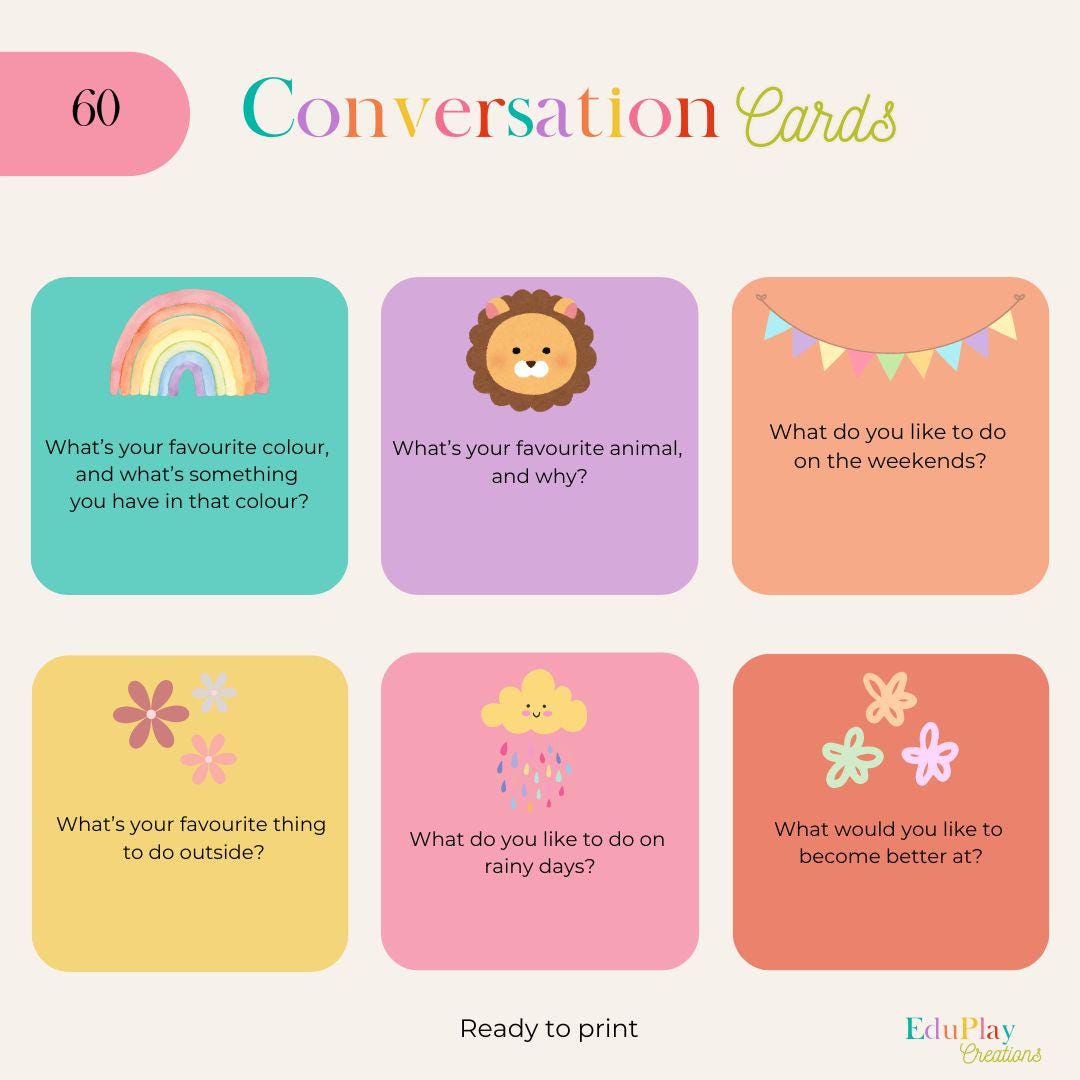 Conversation Cards, Printable Conversation Starters, Talking Cards ...