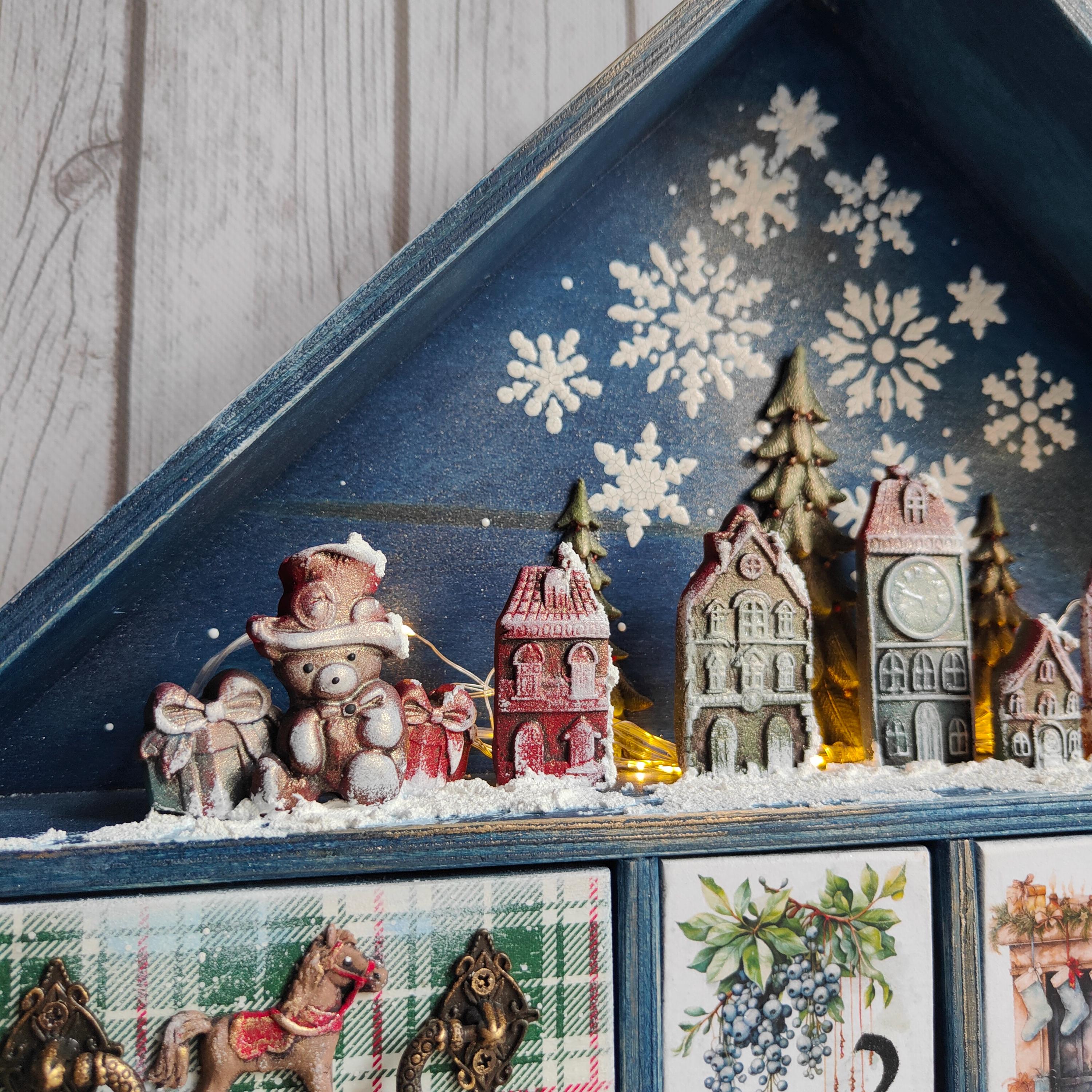 Advent Calendar House Christmas Advent Countdown Centerpiece Festive ...