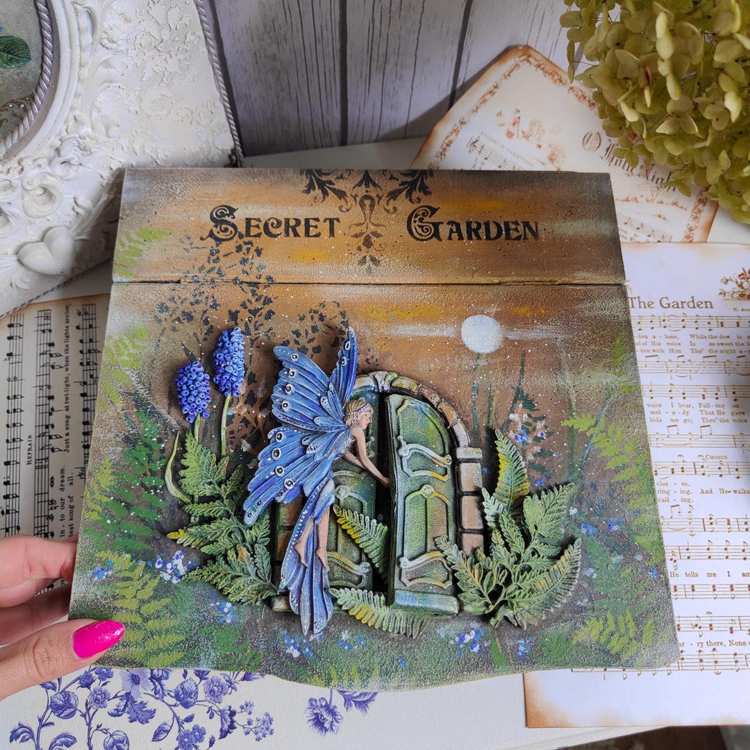 Magical Secretary Box With Fairy Motif Wooden Keepsake Box Fairycore ...