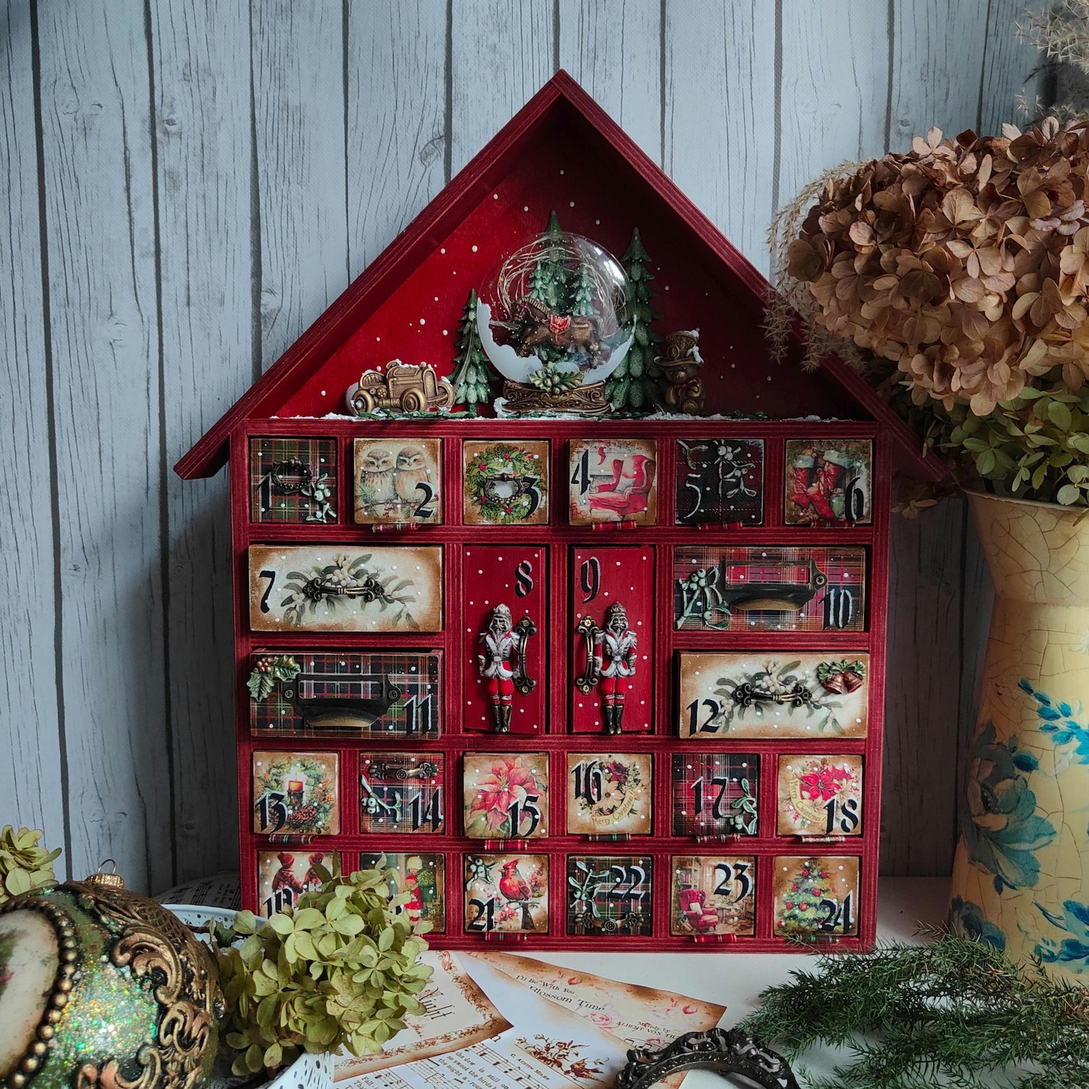 Christmas Wooden Advent Calendar Handmade Victorian Advent Countdown ...