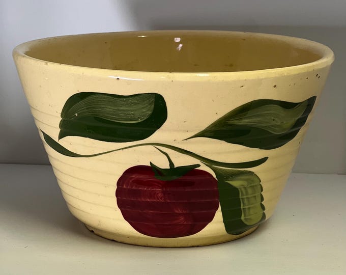 Watt Pottery Red Apple Ribbed Yellowware Pottery Bowl 8” - Etsy