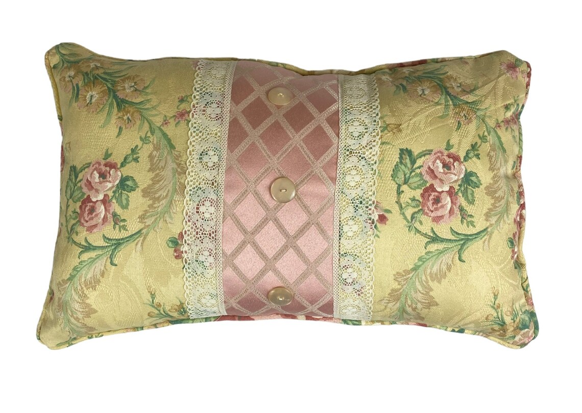 Decorative Lumbar Pillow With Vintage Buttons Pretty Cotton - Etsy