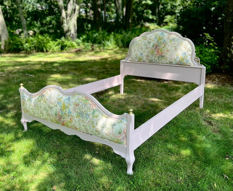 Full Size Upholstered Vintage Bed Floral Linen Antoinnette - Etsy