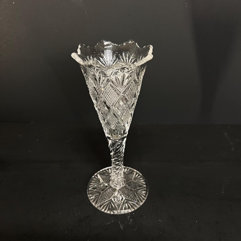 Vintage Duncan Miller Glass Bud Vase, Diamond Block Pattern, 1930s ...