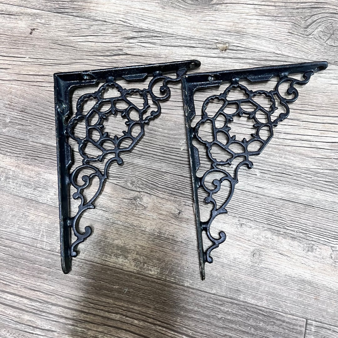Vintage Iron Shelf Brackets, Iron Shelf Brackets, Shelf Cottage Chic ...