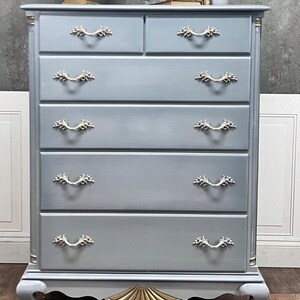Modern Cottagecore Highboy Dresser – Hand-painted Vintage Chest With ...