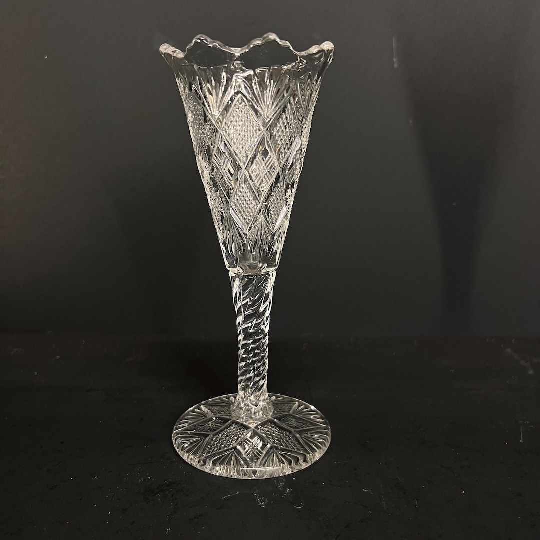 Vintage Duncan Miller Glass Bud Vase, Diamond Block Pattern, 1930s ...