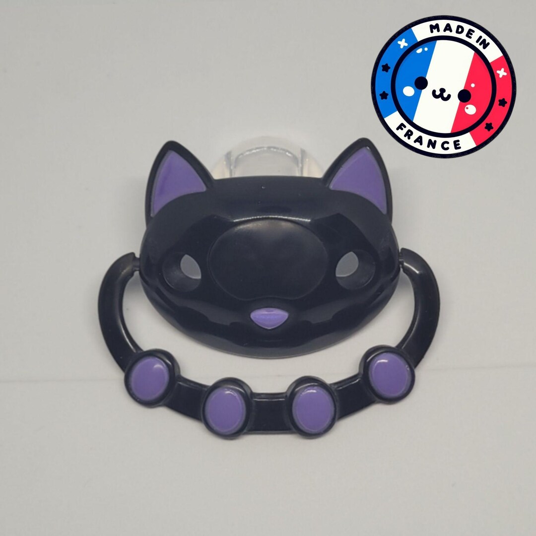 Adult Pacifier Cyber Cat Black & Purple – CGL / Regression Gear / Adult ...