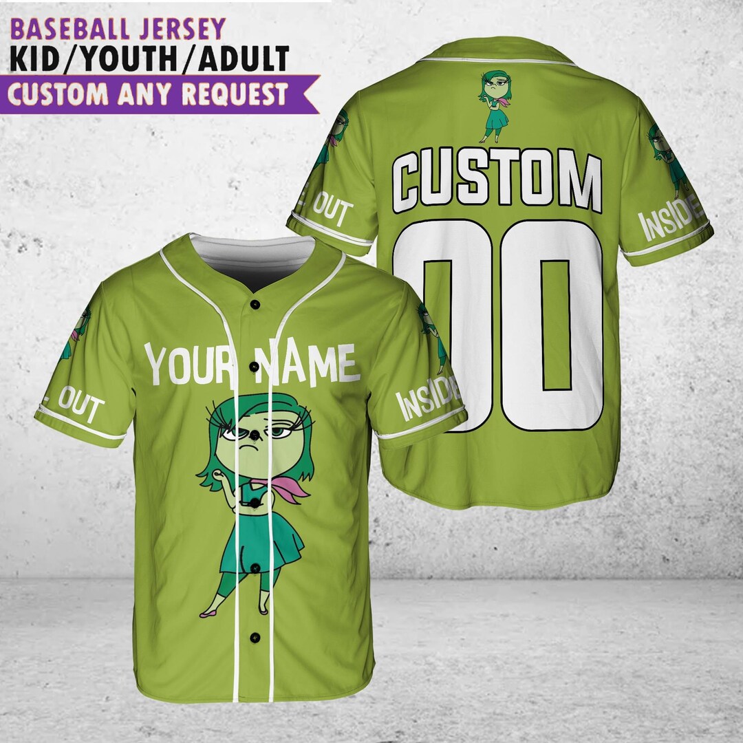 Custom Disney Inside Out Disgust Baseball Jersey, Disney Baseball ...