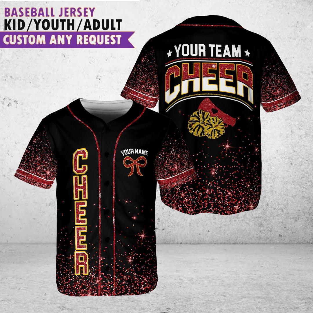 Custom Glitter Cheer Baseball Jersey Custom Name Team Name Matching ...