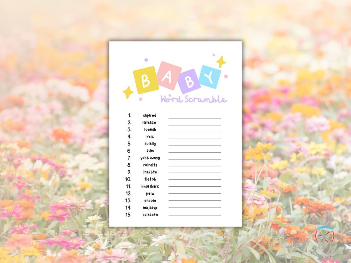 Baby Scramble Card | Baby Shower Games | Baby Shower | Digital Print ...