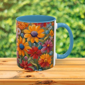 Wildflower Bright Colorful Daisy Flower Mug, Floral Mug, Beautiful ...