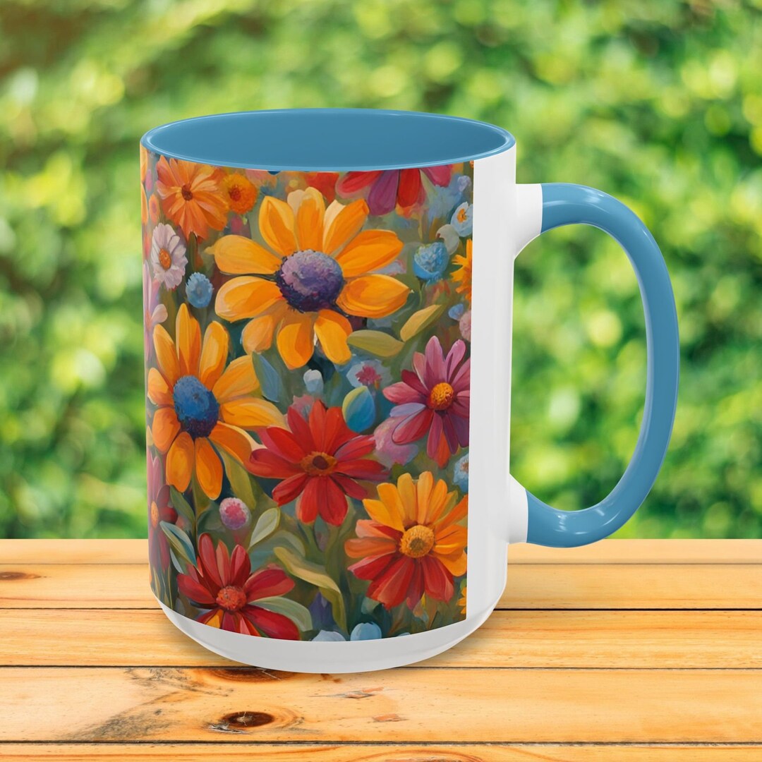 Wildflower Bright Colorful Daisy Flower Mug, Floral Mug, Beautiful ...