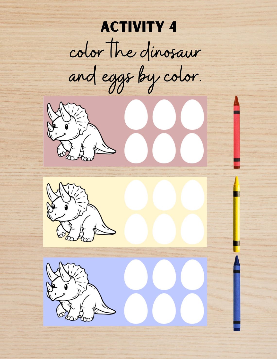 Teaching Colors | Dinosaur Color Matching | Printable Activity for Kids ...