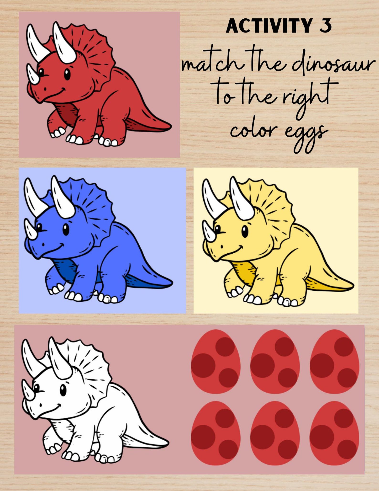 Teaching Colors | Dinosaur Color Matching | Printable Activity for Kids ...