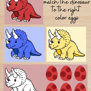 Teaching Colors | Dinosaur Color Matching | Printable Activity for Kids ...