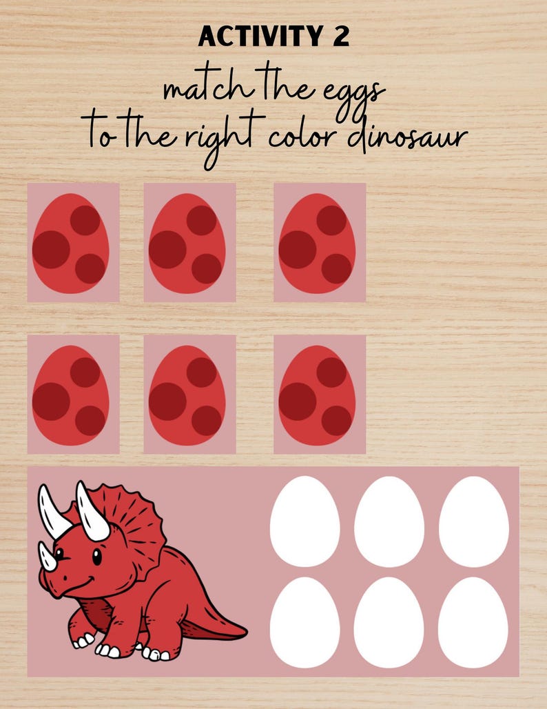 Teaching Colors | Dinosaur Color Matching | Printable Activity for Kids ...