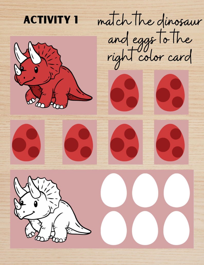 Teaching Colors | Dinosaur Color Matching | Printable Activity for Kids ...