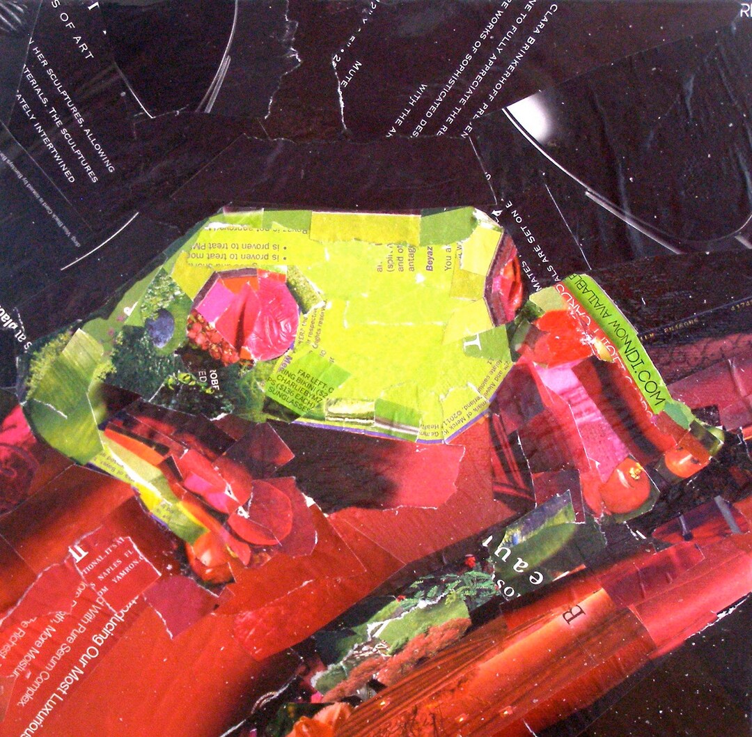 Tree Frog Collage, Original, 10x10 on Gallery Wrap Canvas, Torn Paper ...