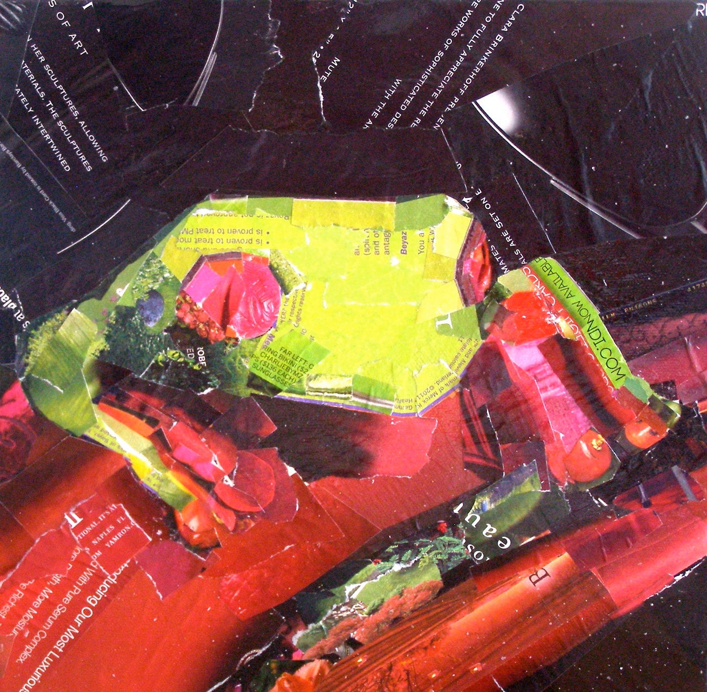 Tree Frog Collage, Original, 10x10 on Gallery Wrap Canvas, Torn Paper ...