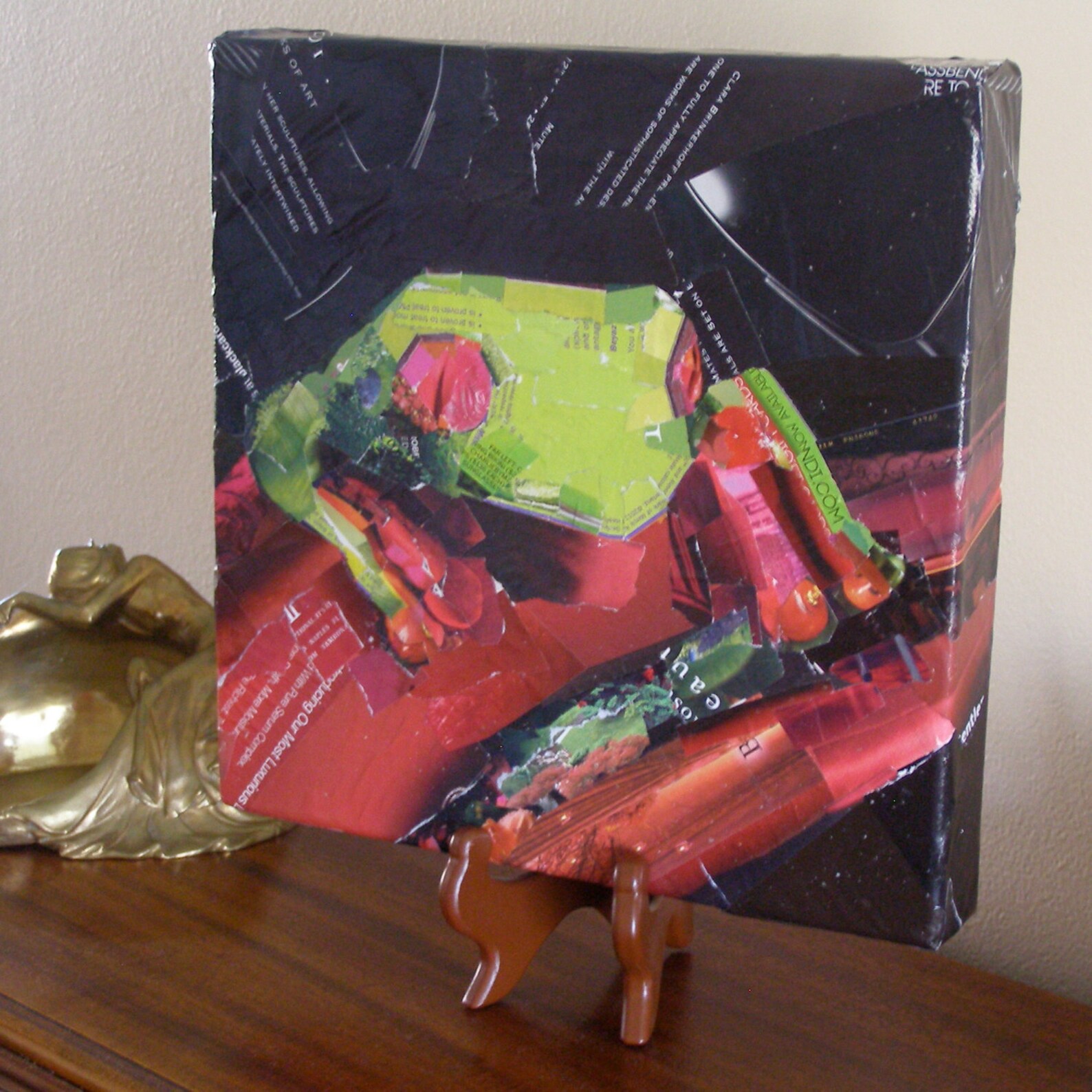 Tree Frog Collage, Original, 10x10 on Gallery Wrap Canvas, Torn Paper ...