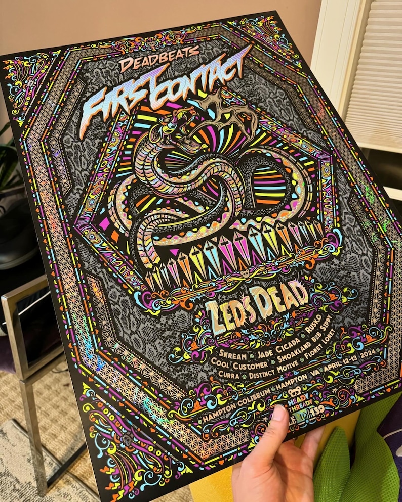 Zeds Dead First Contact Screen Printed Holographic Lineup Poster - Etsy