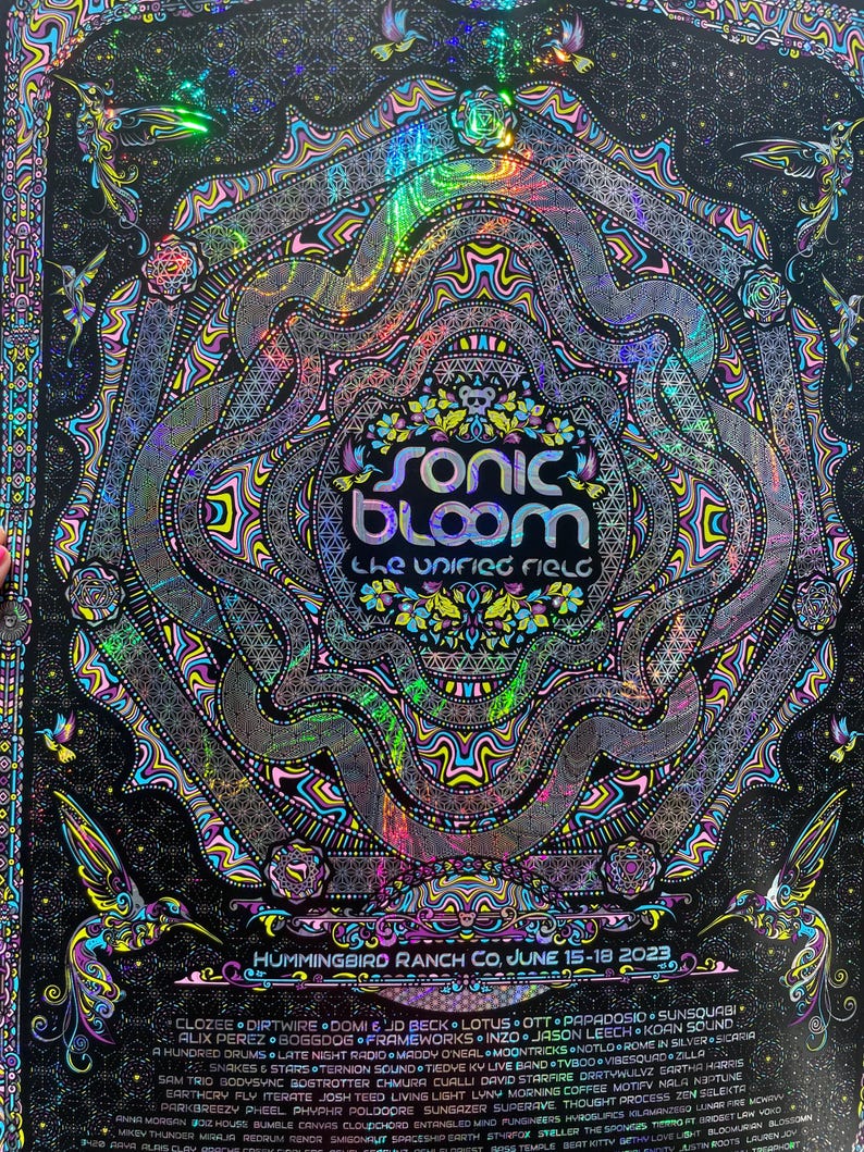 Sonic Bloom Screen Printed Holographic Foil Lineup Poster - Etsy