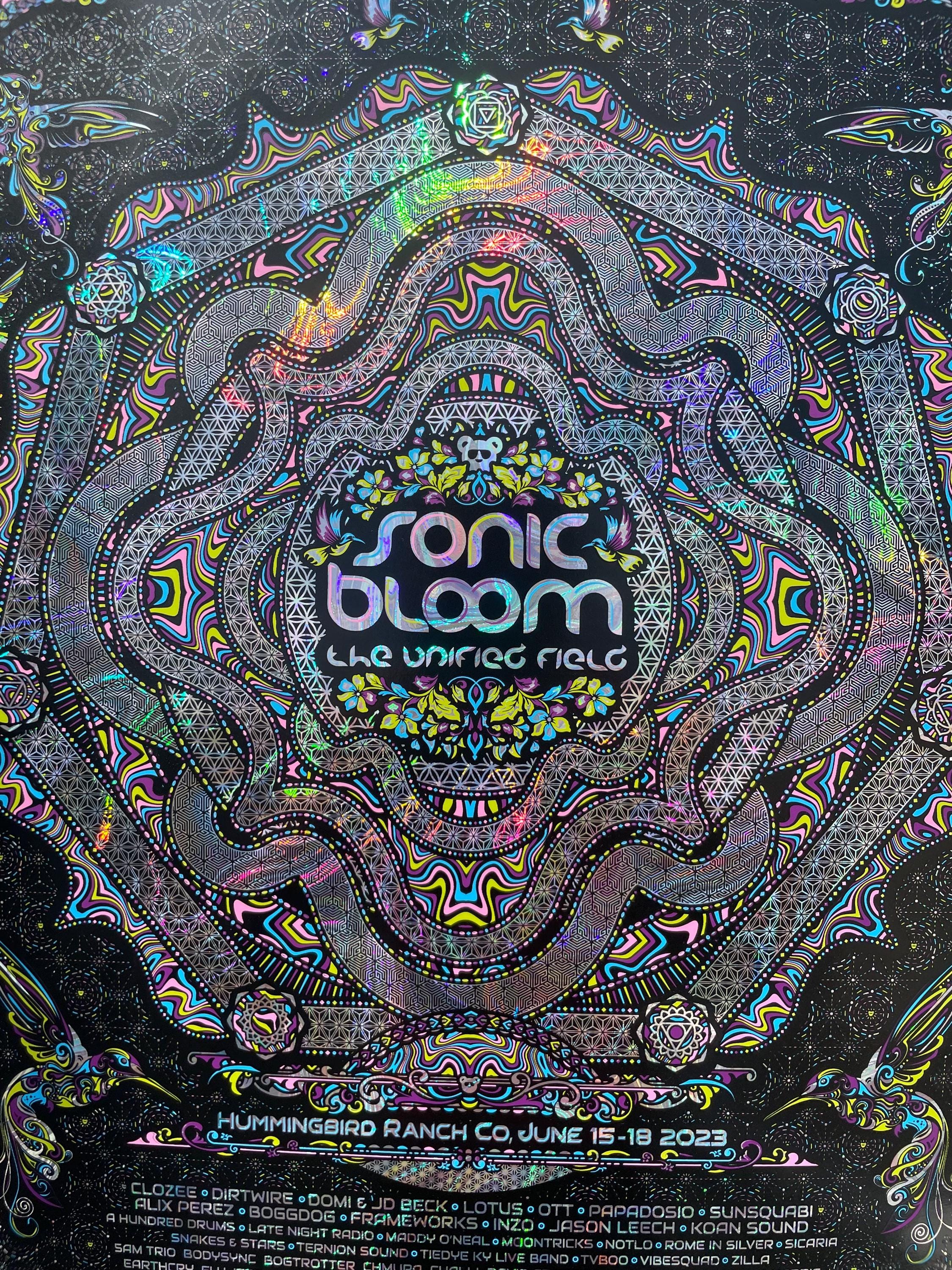 Sonic Bloom Screen Printed Holographic Foil Lineup Poster - Etsy