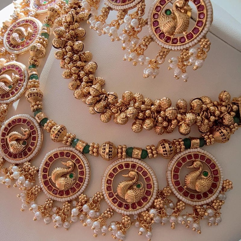 Peacock Kempu Necklace - Etsy