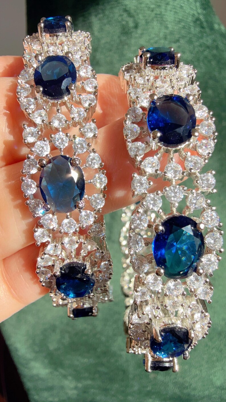 Trisha Blue Diamond Bangles/blue Diamond Bangles /indian Bangles/indian ...