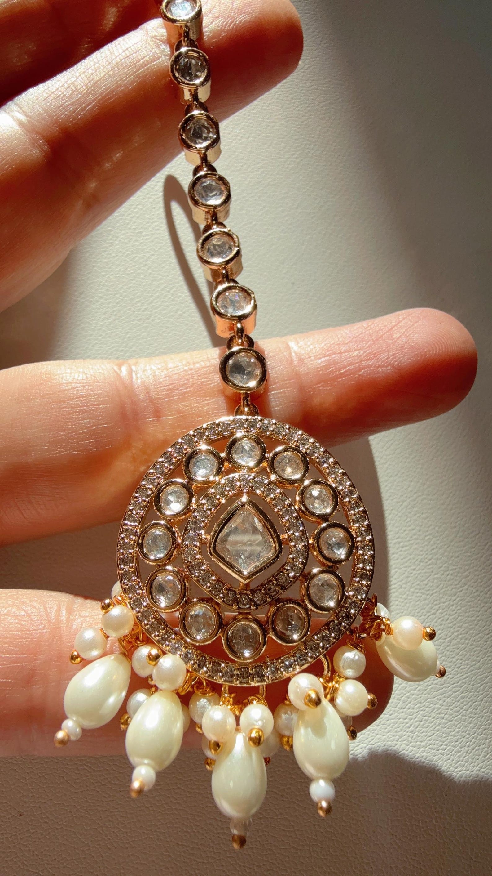 Moissanite Diamond Maang Tikka Next to Real / Indian Wedding Jewelr ...
