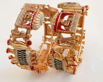 Gokhru Style Bangle Gold Kada /antique Gold Kada/kundan Bridal Bangles ...