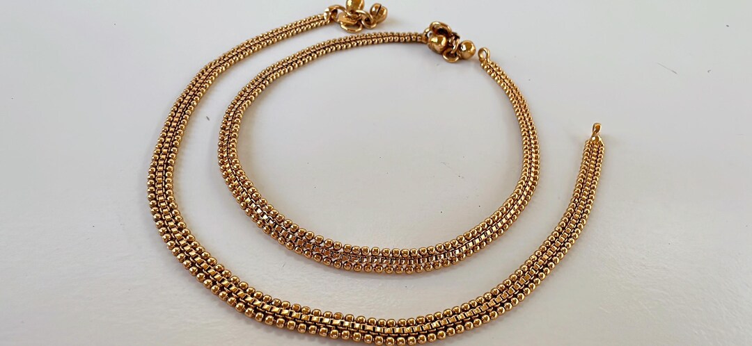 Indian Gold Payal Pair /indian Anklets/ Gold Anklet Payal/bridal Anklet ...