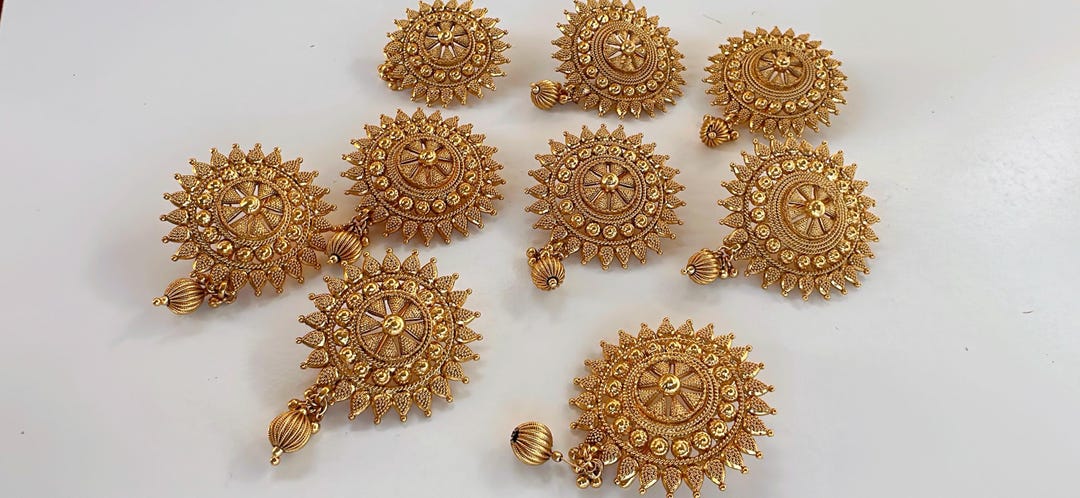 Hair Choti With 9 Flower's Jada Set/gold Plated Hair Brooch/hair Choti ...