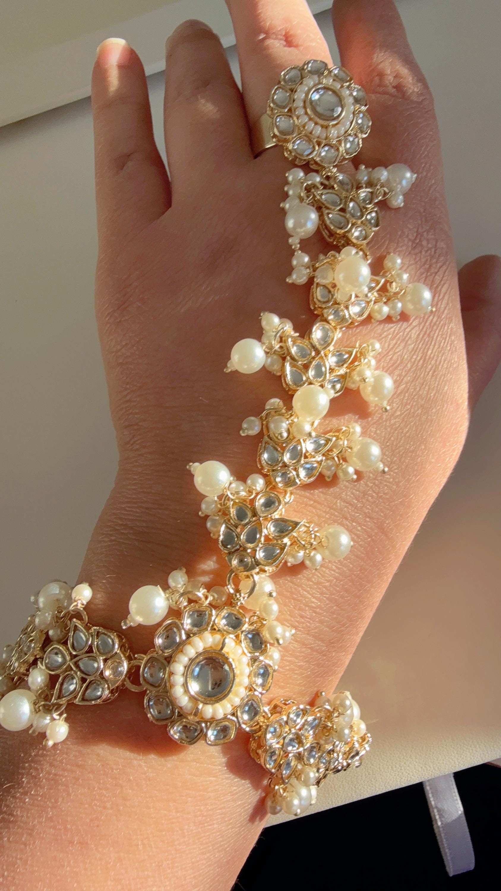 Kundan Hath Paan/bracelet/haath Phool/hathh Panja/hand Harness/indian ...