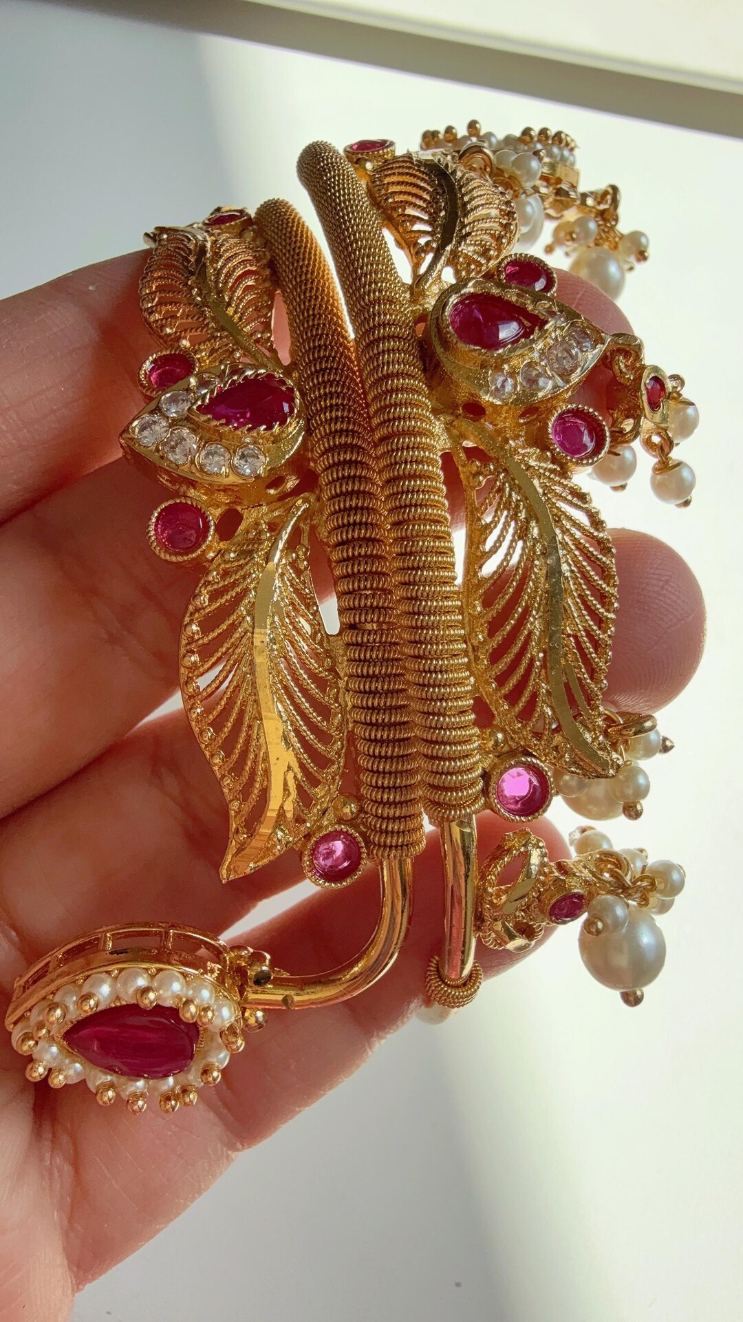 1 Gram Gold Bridal Ruby Baju Bandh/indian Wedding Jewelry/vanki/ Armlet ...