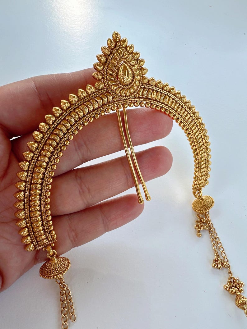 Indian Hair Jewelry|/bridal Antique Classic Hair Brooch /gold Hair Bun ...
