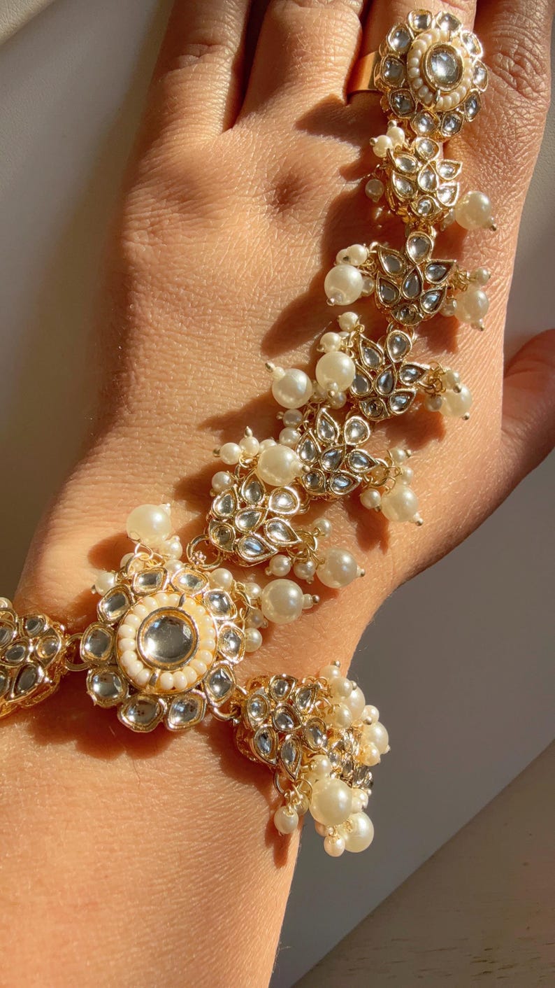 Kundan Hath Paan/bracelet/haath Phool/hathh Panja/hand Harness/indian ...