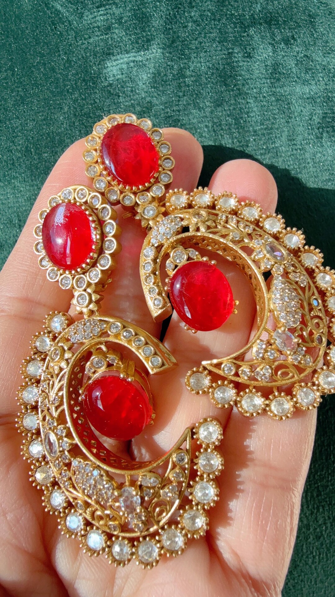 Chand Sabyasachi-inspired Ruby Doublet Chand Bali Earrings/bridal ...