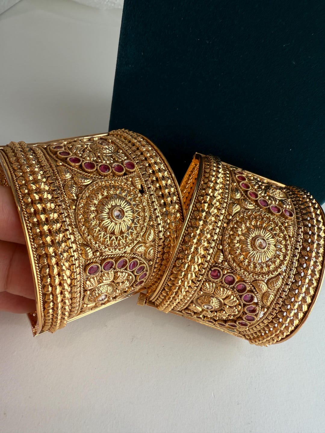 Openable Rajwadi Single Wide Kada /antique Gold Kada/kundan Bridal Kada ...