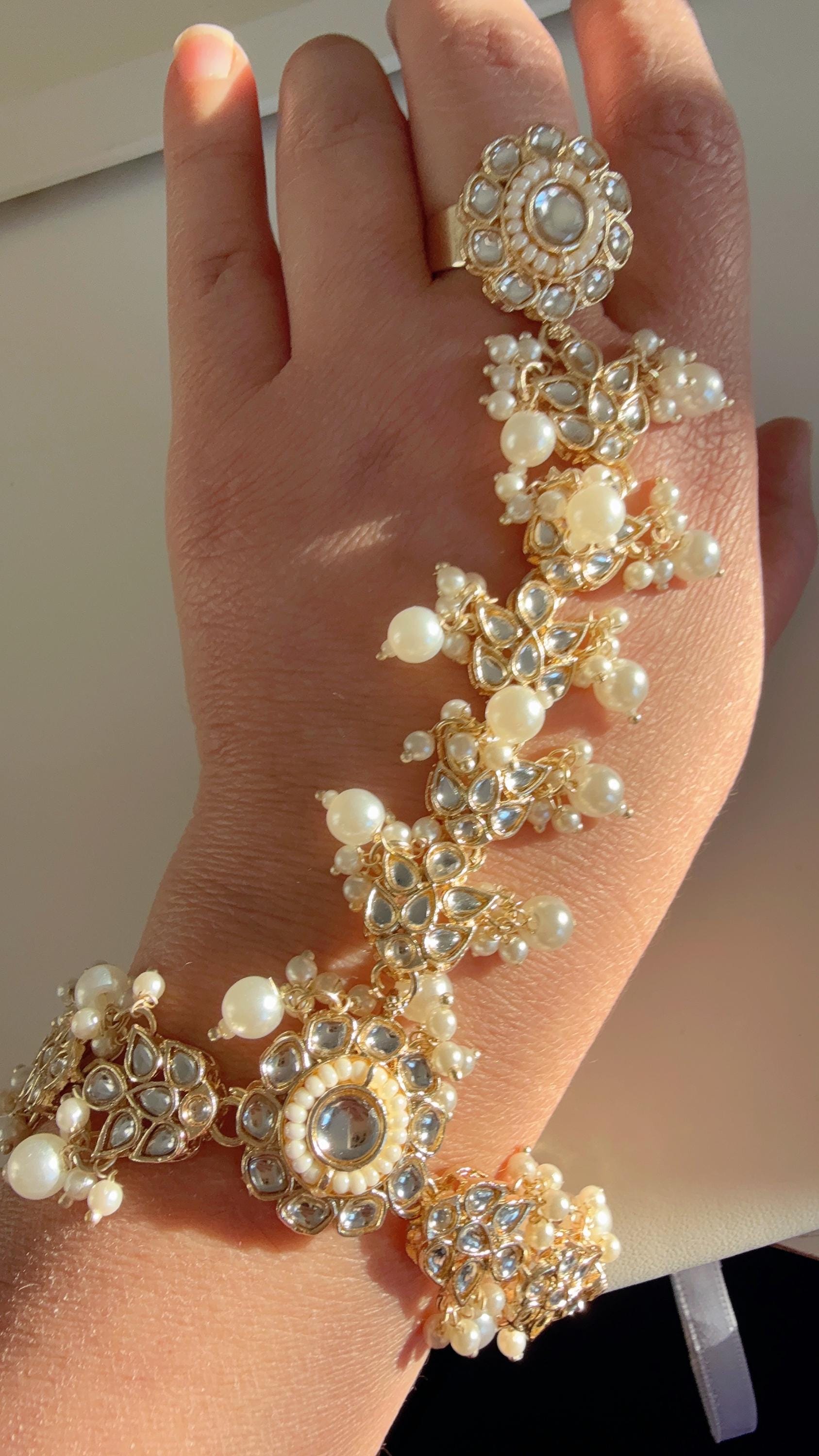 Kundan Hath Paan/bracelet/haath Phool/hathh Panja/hand Harness/indian ...